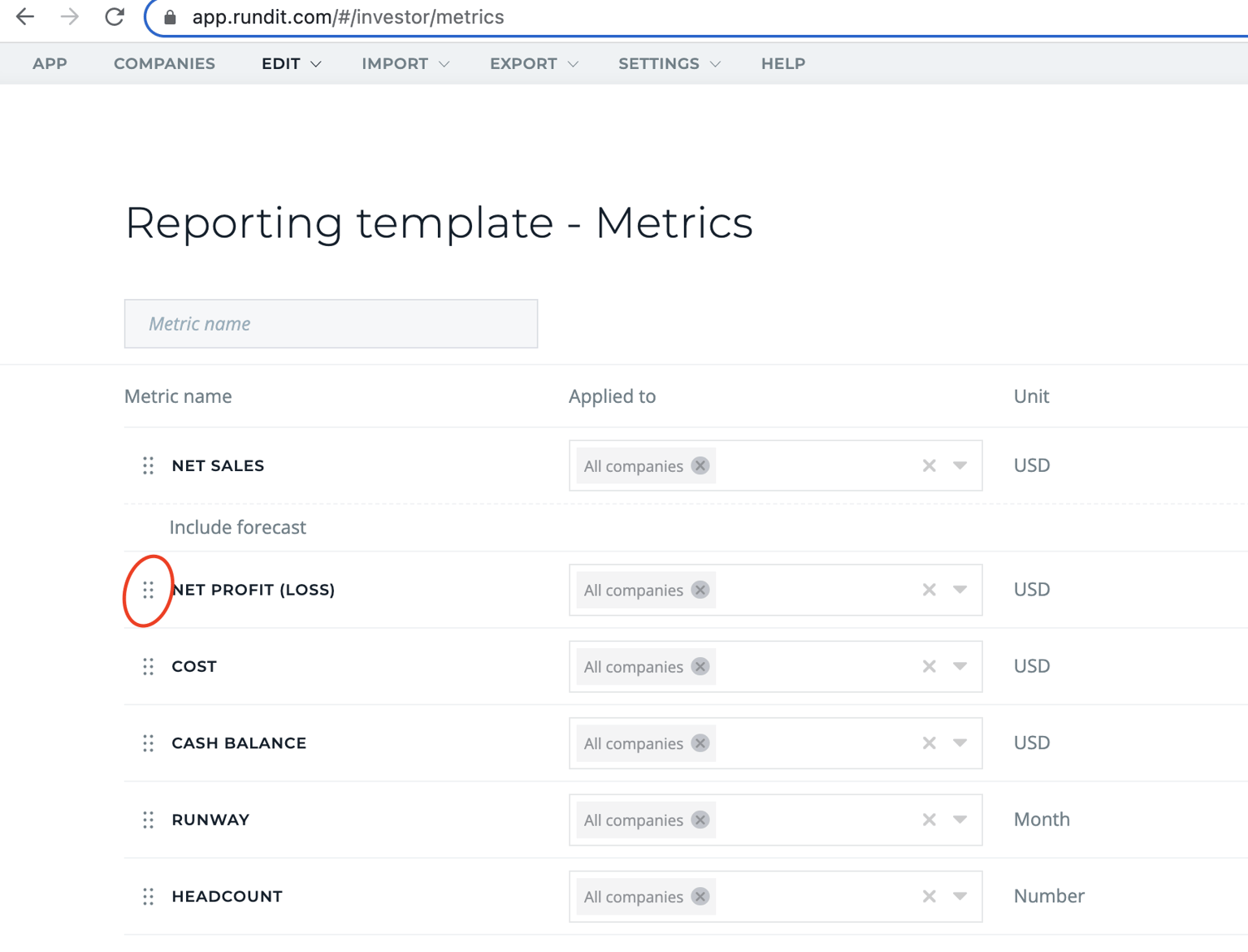 Set up the Metrics Reporting template