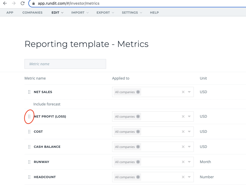 Set up the Metrics Reporting template